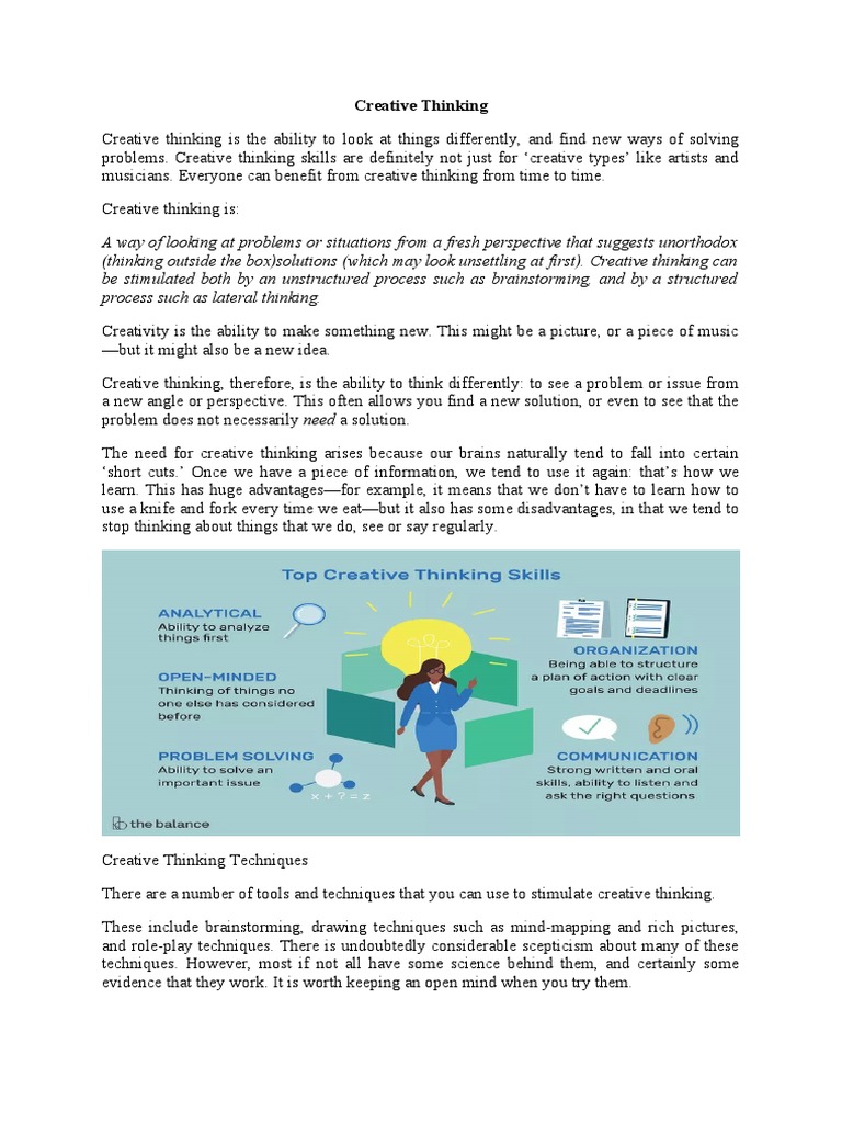 Creative Thinking and Critical Thinking | PDF | Critical Thinking ...