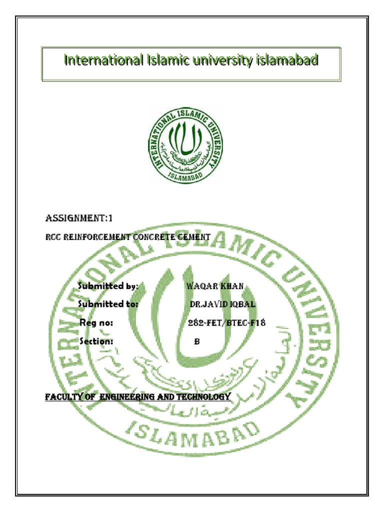 282-FET-BTCE-F18. RCC Assignment | PDF | Beam (Structure) | Concrete