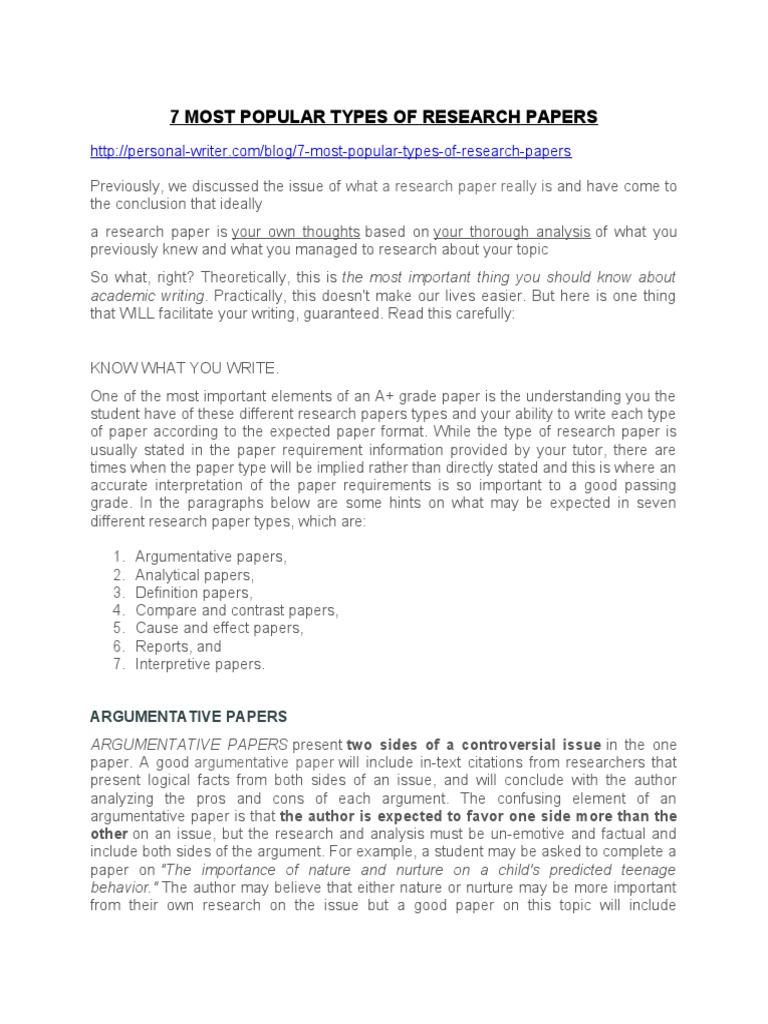 7 Most Popular Types of Research Papers: What A Research Paper Really ...