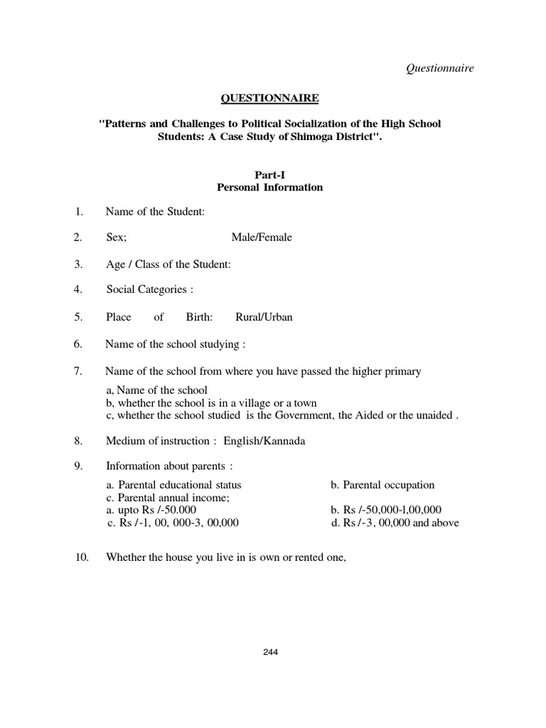 15 Questionnaire | PDF | Social Institutions | Social Science