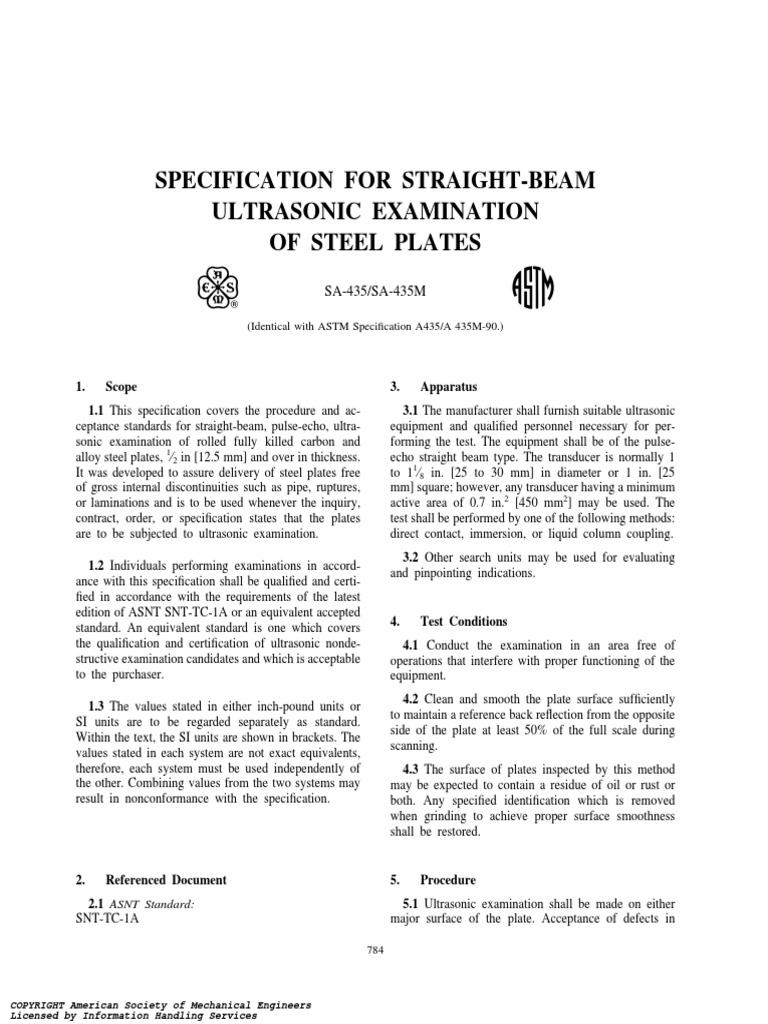 Section II A SA-435 - SA-435M | PDF | Specification (Technical Standard ...