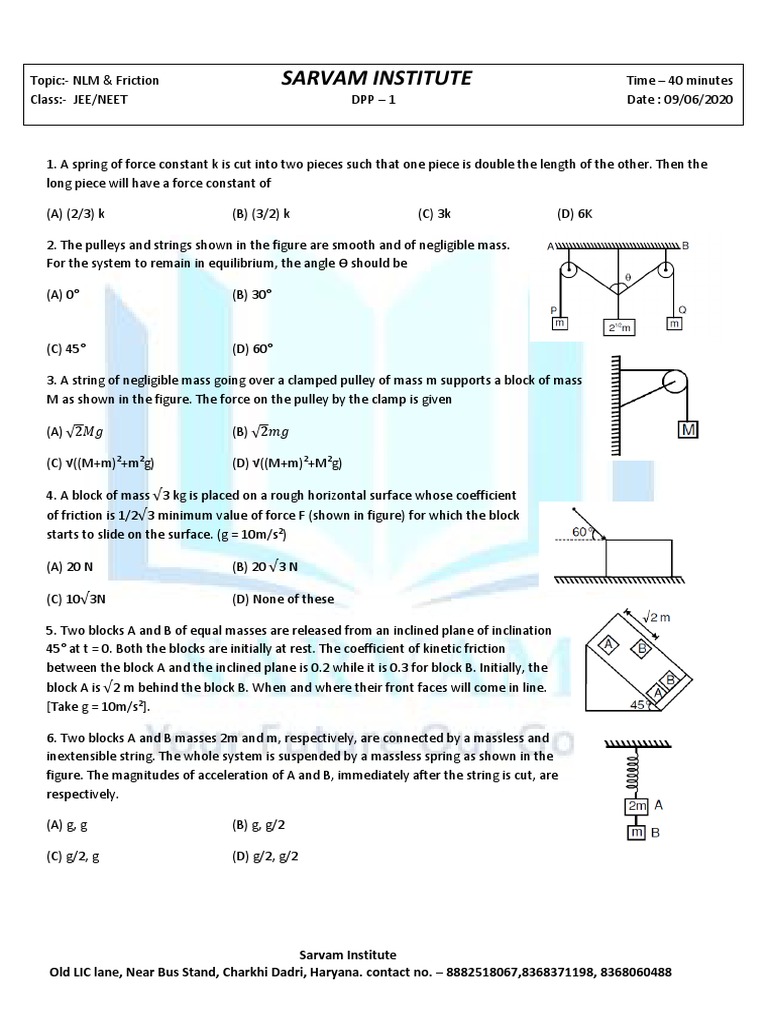 DPP NLM and Friction | PDF | Friction | Force