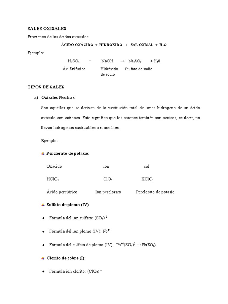 Sales Oxisales | PDF | Sal (química) | Ion