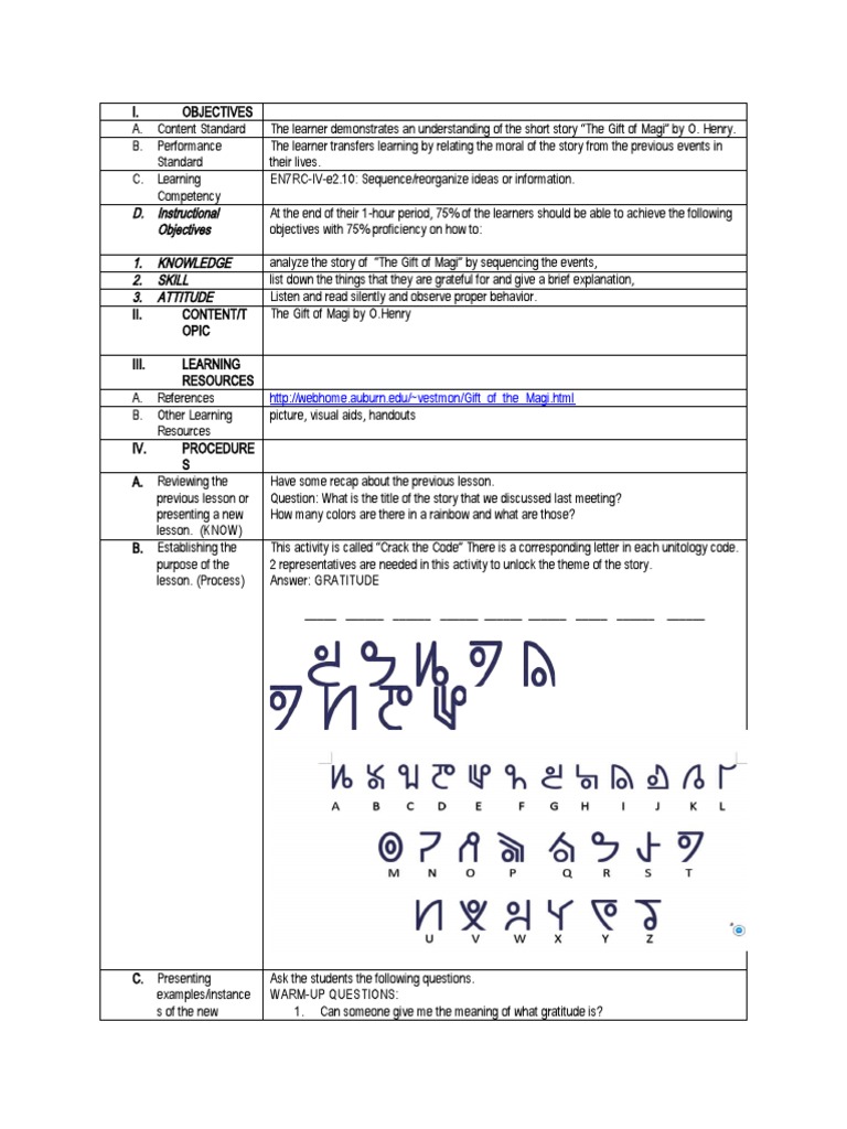 Lesson Plan The Gift of The Magi | PDF | O. Henry | Lesson Plan