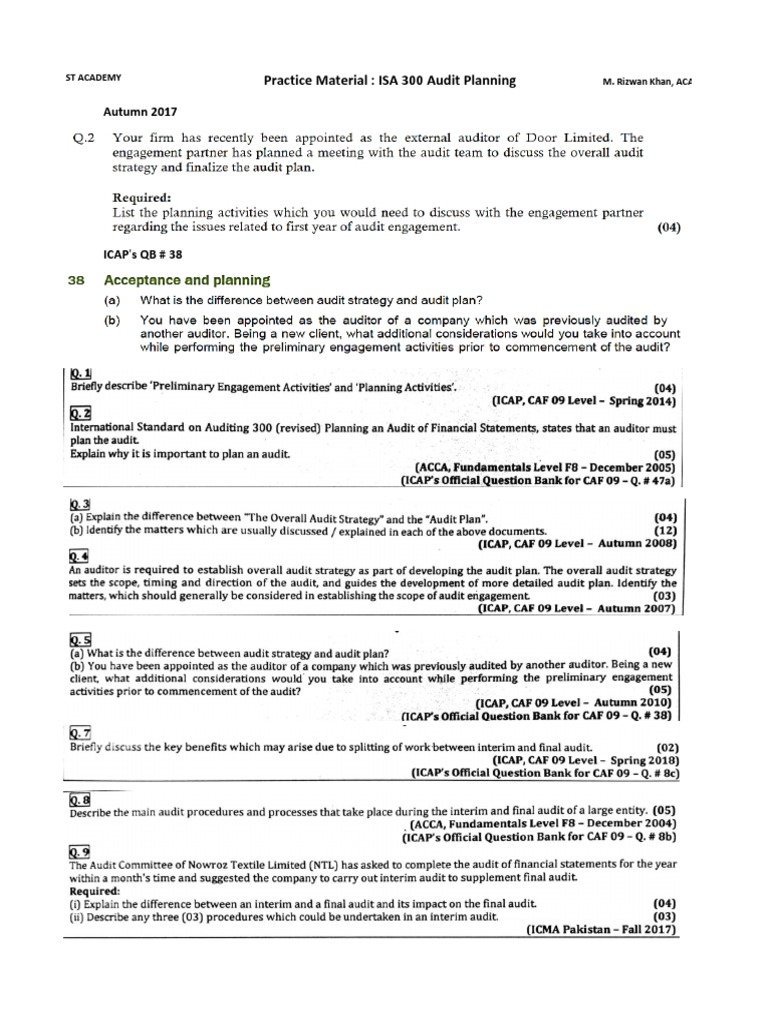 ISA 300 - Past Papers | PDF