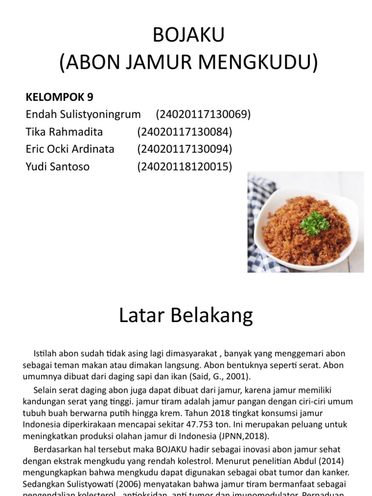 Inovasi Abon Jamur Tiram BOJAKU | PDF | Teknologi & Rekayasa