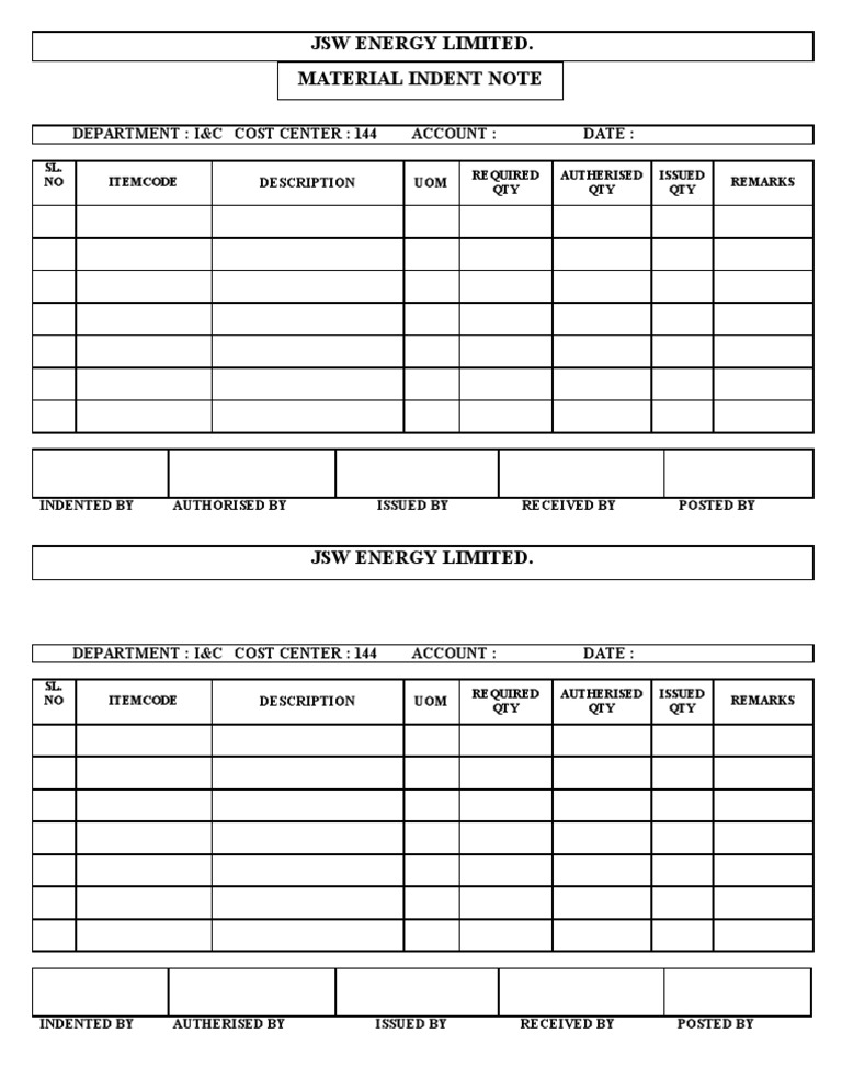 Material Indent Summary | PDF