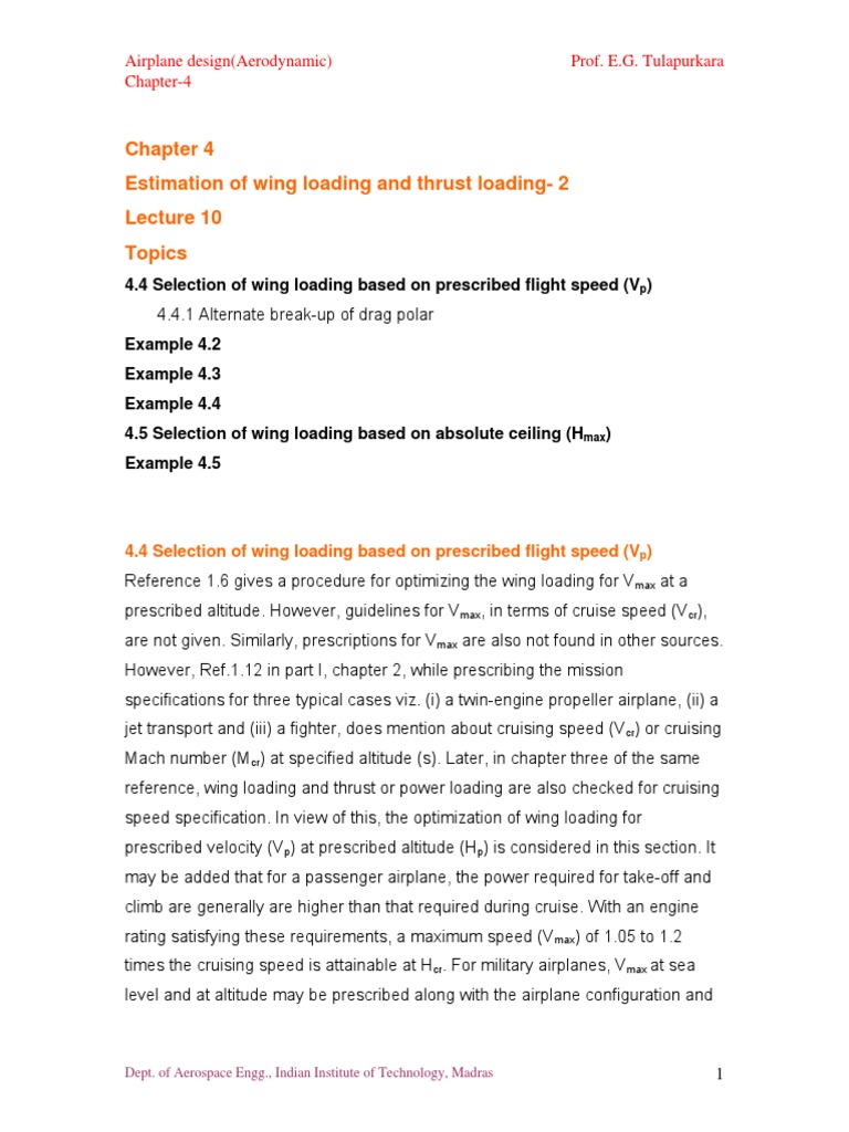 Estimation of Wing Loading and Thrust Loading-2 Topics | PDF | Drag ...