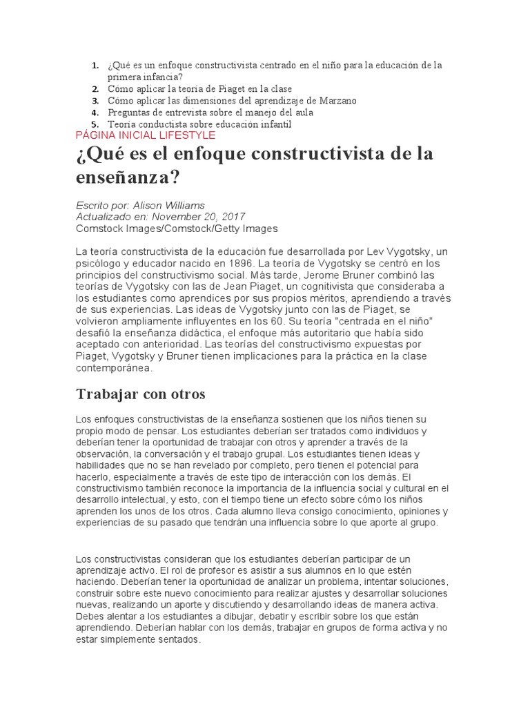 Enfoque Constructivista | PDF | Constructivismo (filosofía de la ...