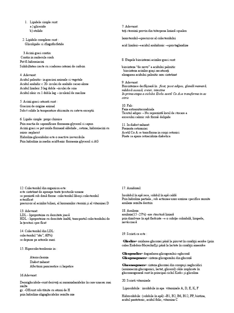 Grile Biochimie Sem 2.. | PDF