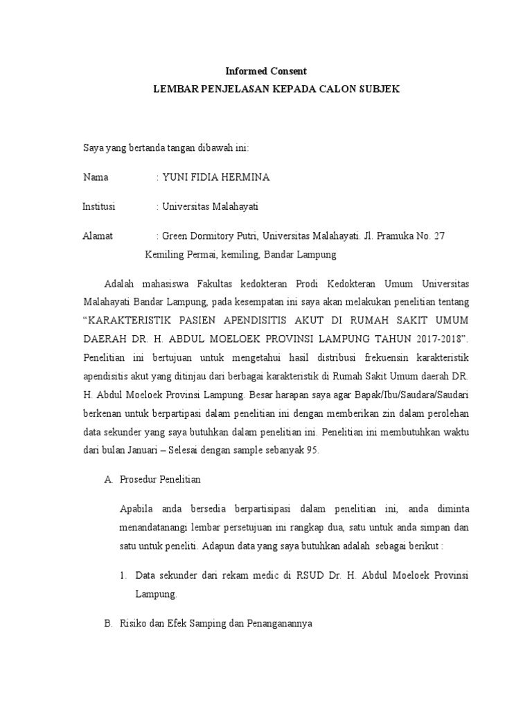 Inform Consent-Contoh | PDF