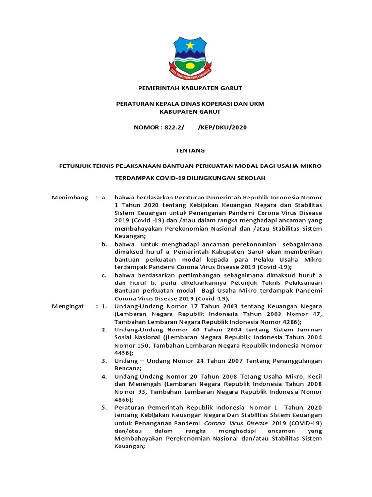 Juknis Bantuan Modal Ukm PDF | PDF