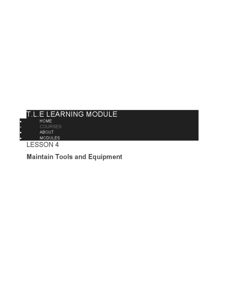 Tools and Equipment Maintenance Guide | PDF | Personal Protective ...