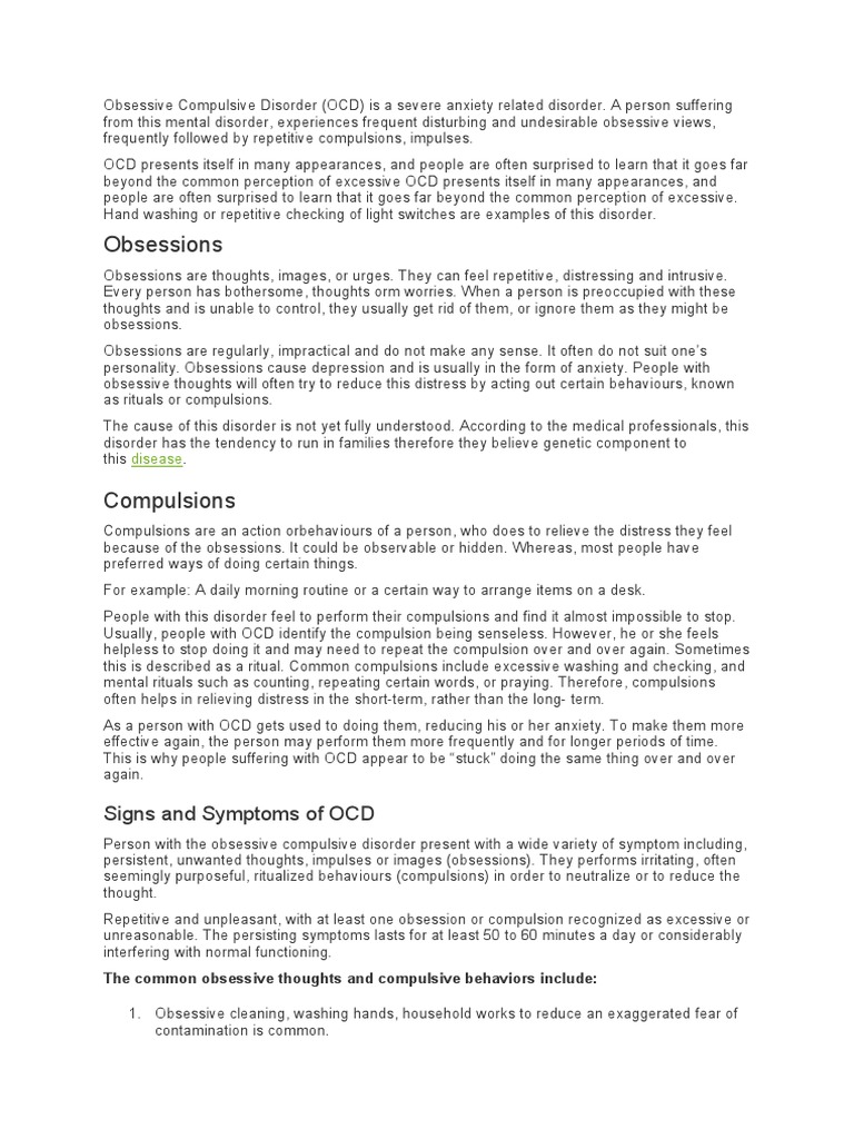 Ocd Word | PDF | Obsessive–Compulsive Disorder | Compulsive Hoarding