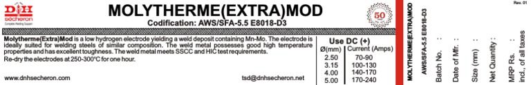 MOLYTHERME (EXTRA) MOD (Rev 01) PDF | PDF | Welding | Construction