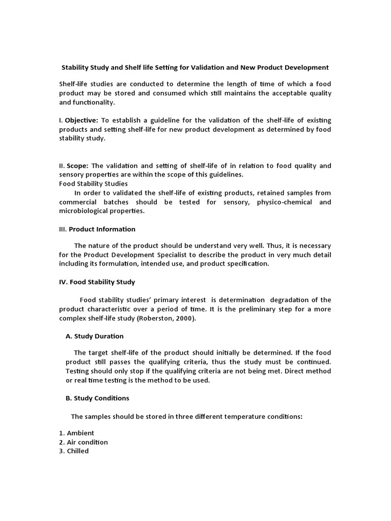Shelf Life Study Procedure For Validation and New | Download Free PDF ...