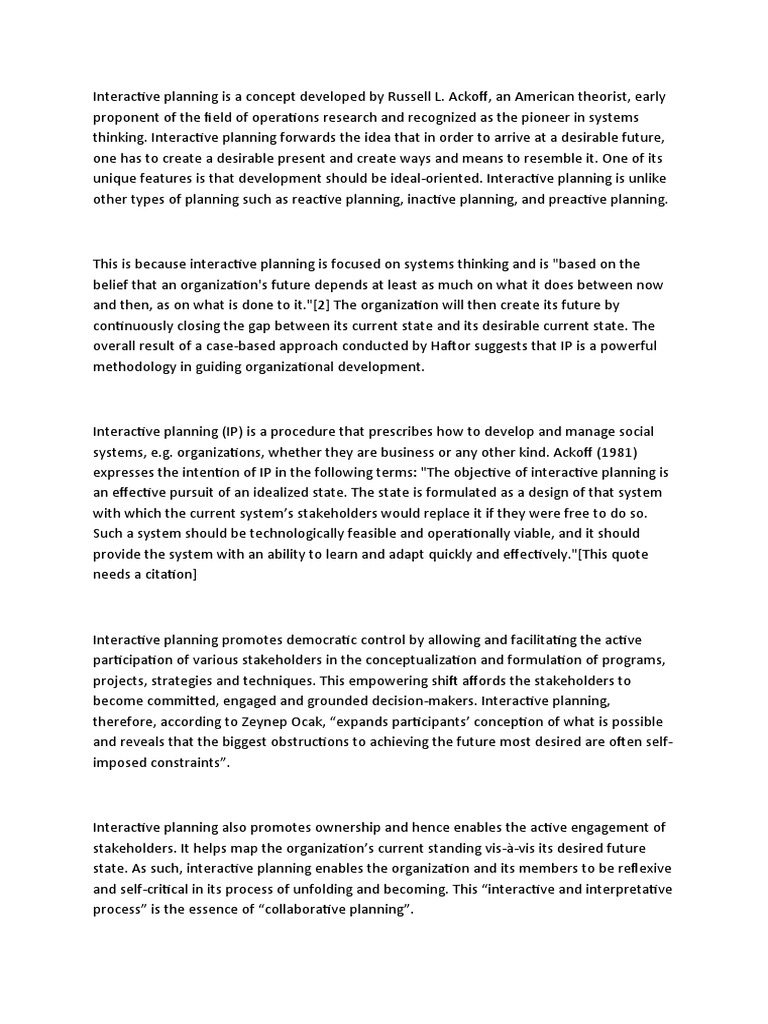 Interactive Planning | Download Free PDF | System | Systems Theory