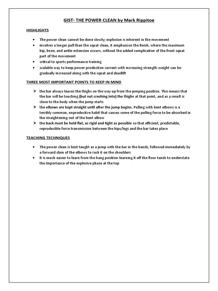 GIST - The Power Clean | PDF