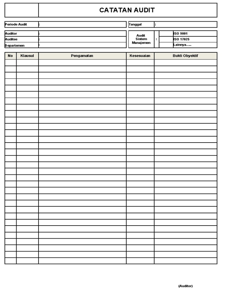 FM Catatan AUdit Mutu | PDF