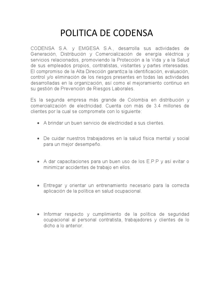 Politica de Codensa | PDF