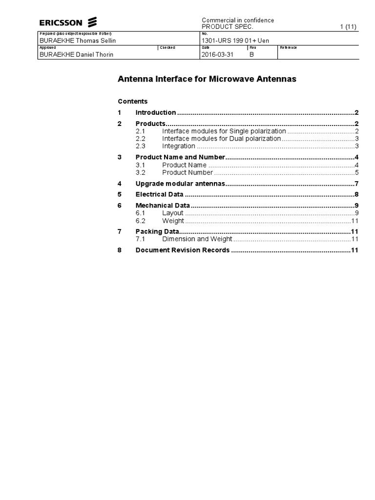 Antenna Interface For Microwave Antennas | PDF | Antenna (Radio ...