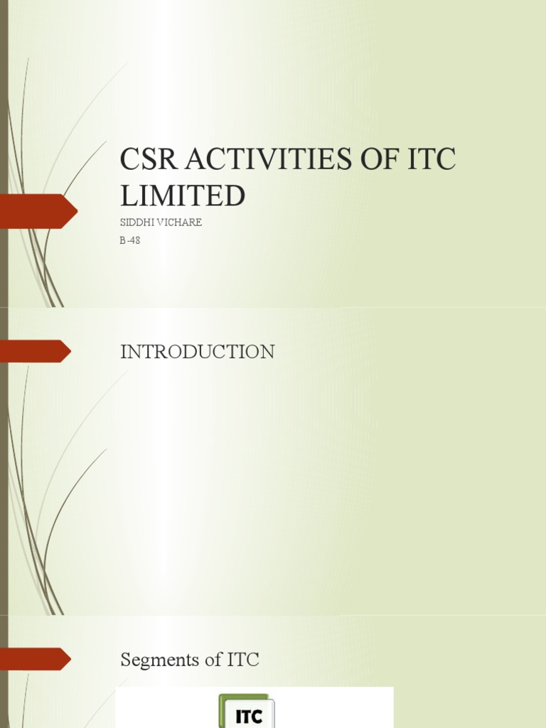 CSR Activities of Itc Limited: Siddhi Vichare B-48 | PDF