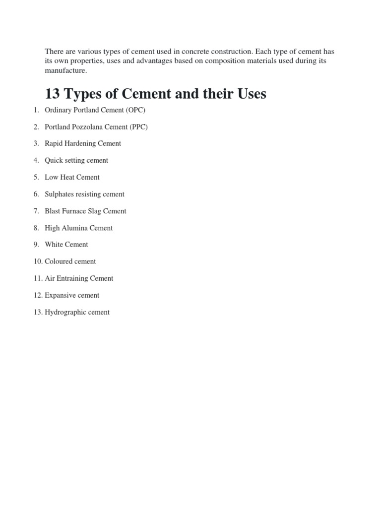 Unit 1 Module 2 Cement | PDF | Cement | Concrete