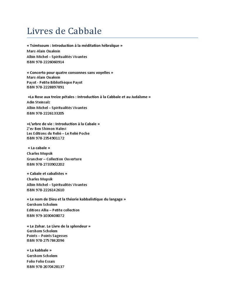 Livres Essentiels sur la Cabbale | PDF | Art | Poésie