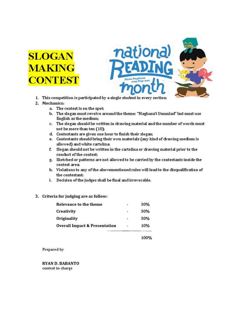 Slogan Making Contest: 2. Mechanics | PDF | Storytelling | Human ...