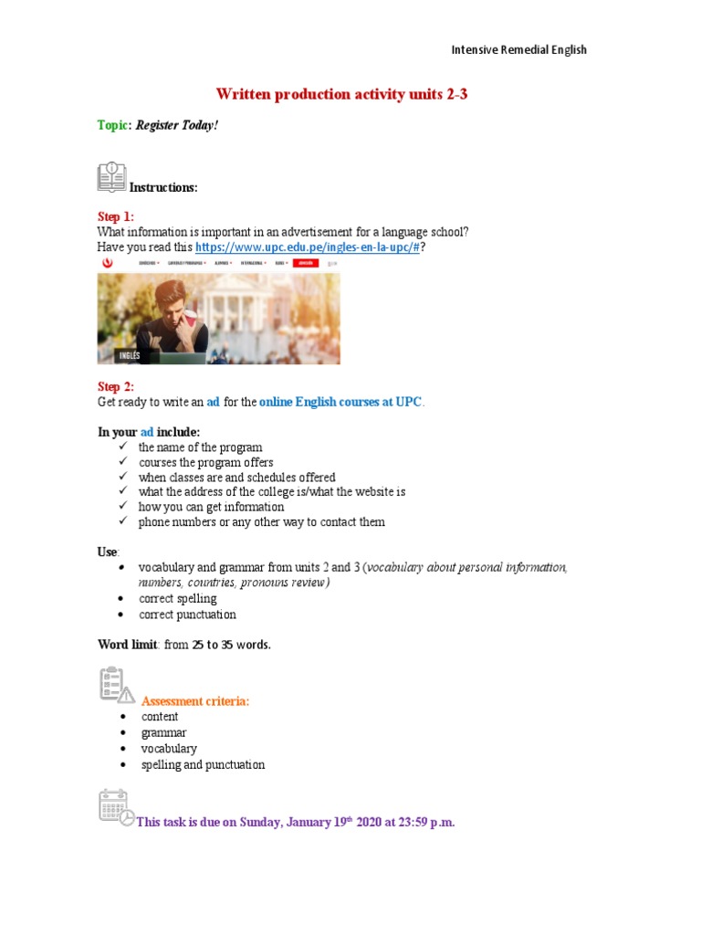 I0 Written Production Activity Units 2-3 | PDF | Career & Growth