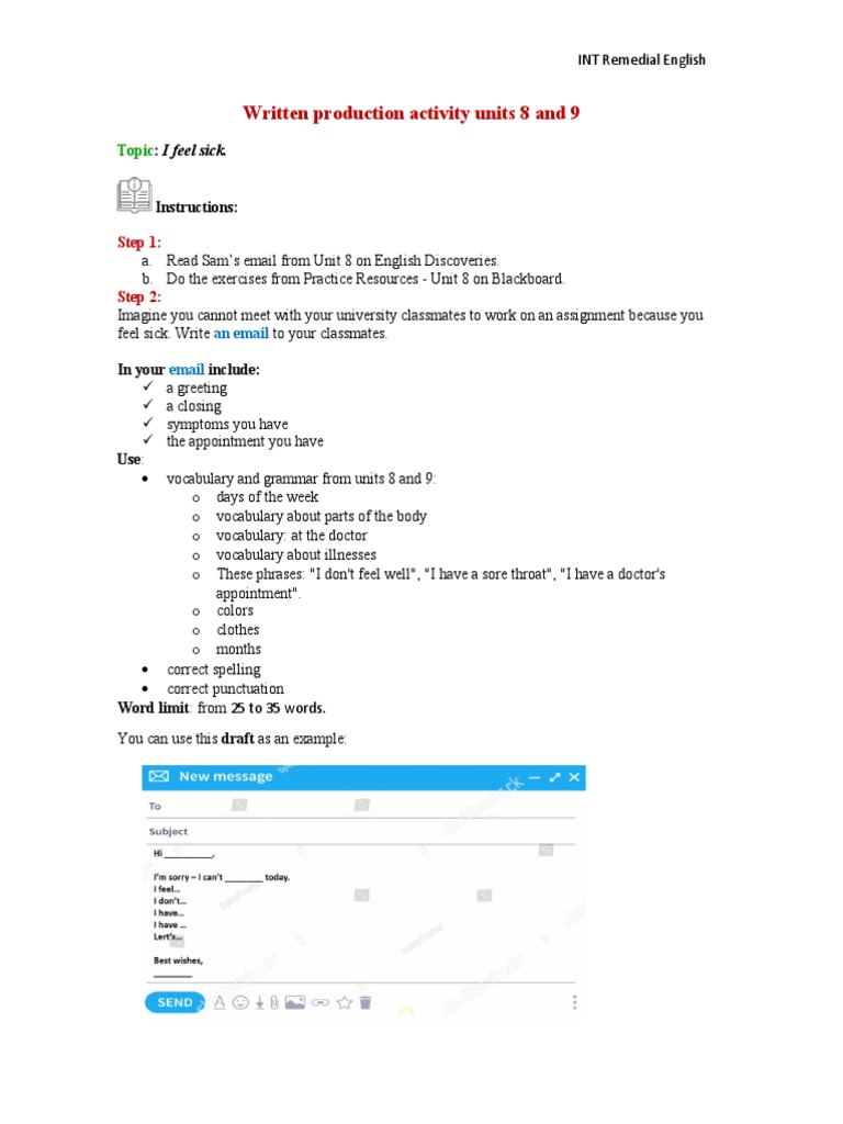 I0 Written Production Activity Units 8-9 | PDF | Language Arts ...