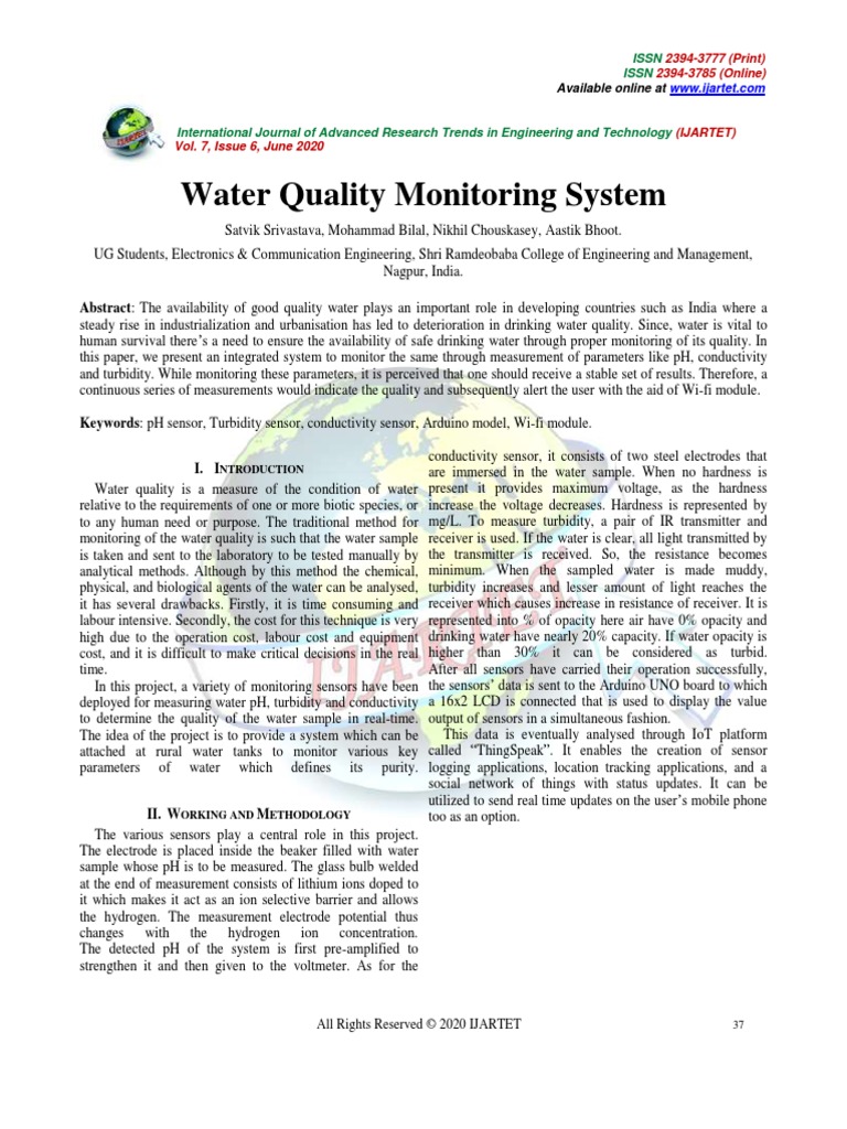 Water Quality Monitoring System | PDF | Sensor | Water Quality