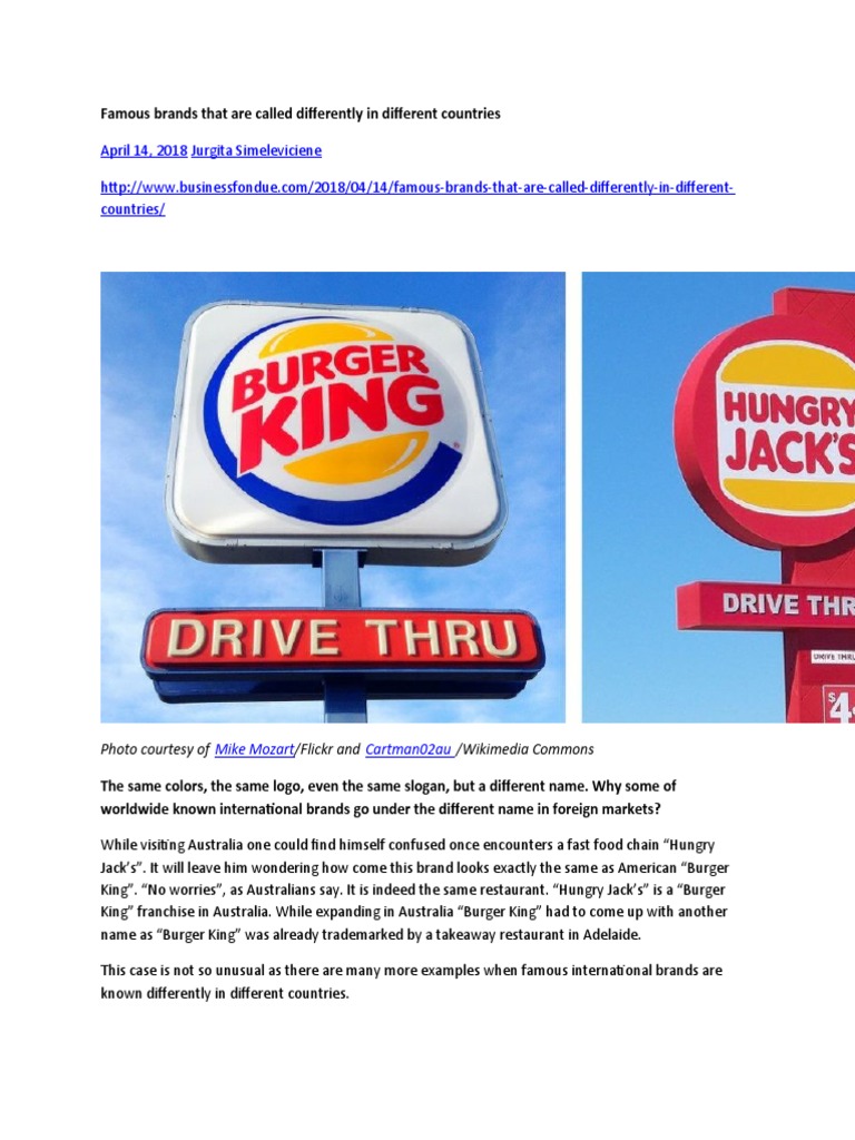 Famous Brands That Are Called Differently in Different Countries | PDF ...