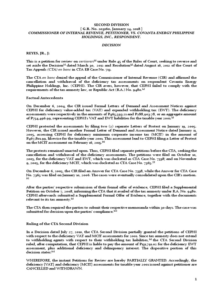 2) CIR Vs COVANTA ENERGY - J. Reyes J Jr. | PDF | Valuation (Finance ...