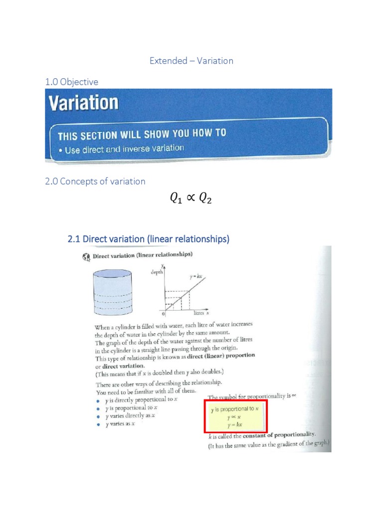 Variation Note 1 | PDF | Physical Sciences | Teaching Mathematics