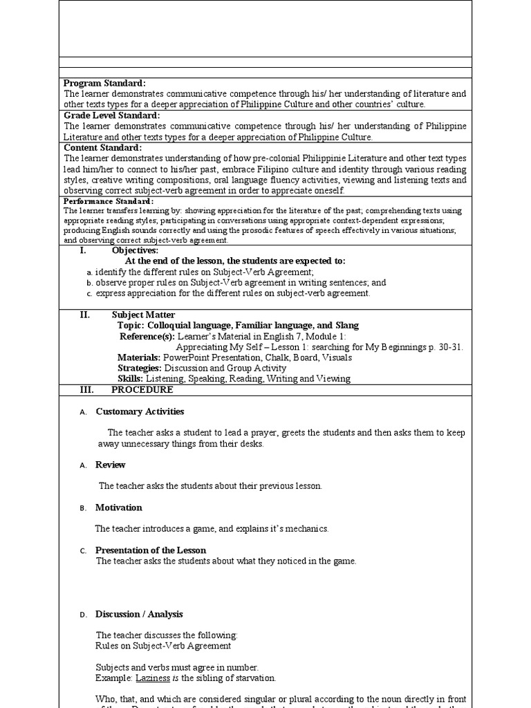 Performance Standard | PDF | Verb | English Language