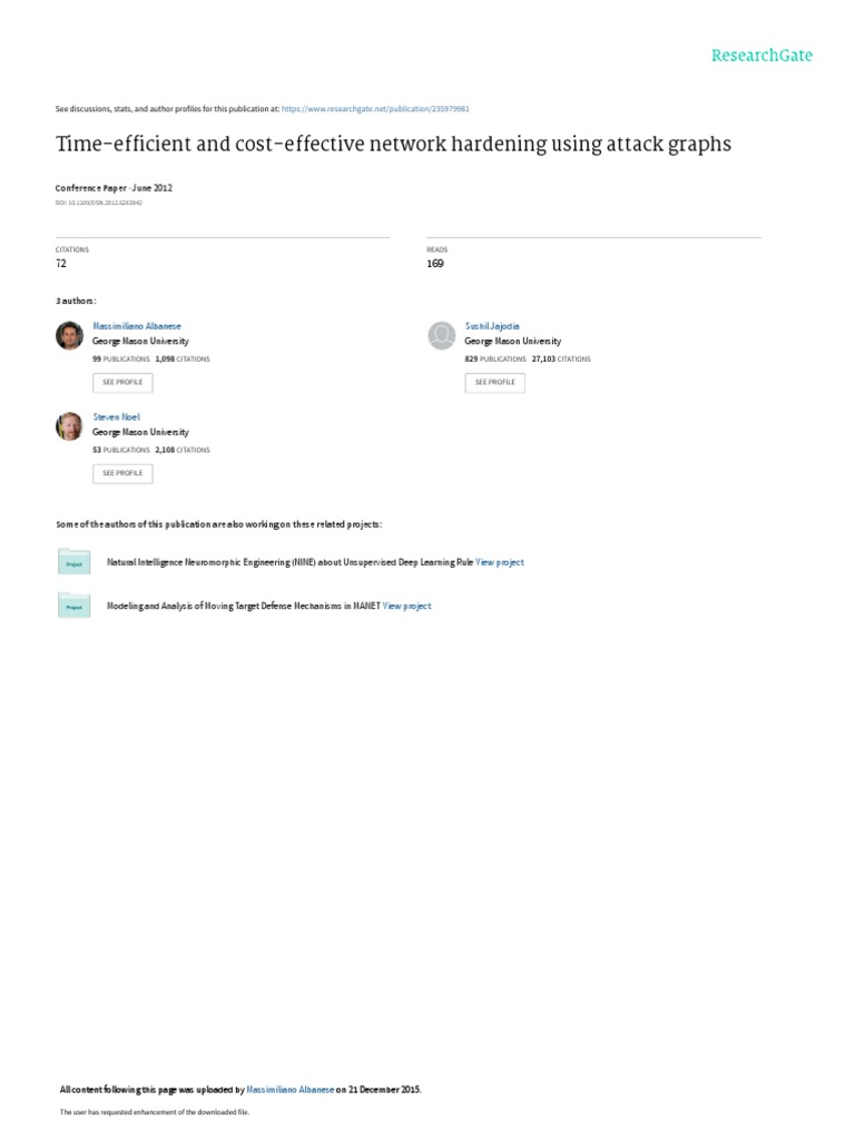 Time-Efficient and Cost-Effective Network Hardening Using Attack Graphs | PDF | Vulnerability ...
