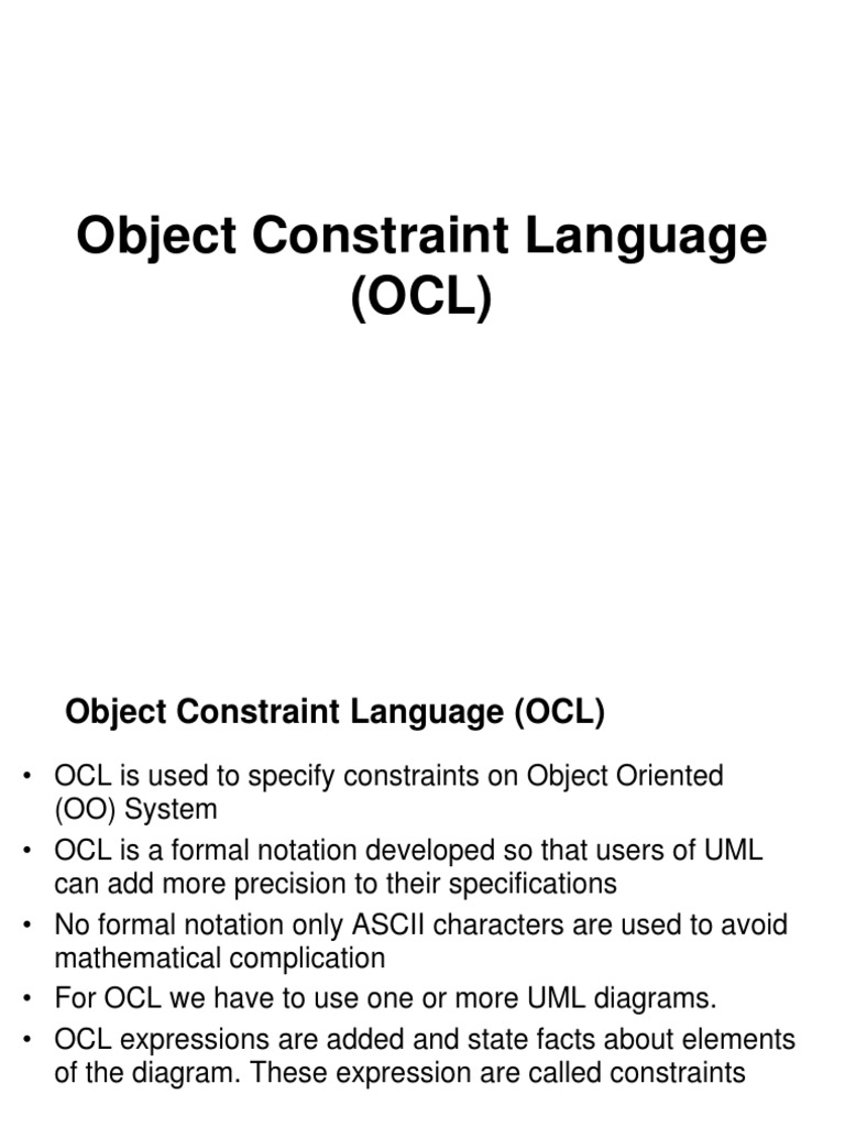 Object Constraint Language Ocl Pdf Unified Modeling Language Boolean Data Type