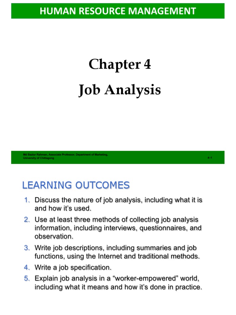 HRM Chapter 4 Job Analysis PDF | PDF | Competence (Human Resources) | Questionnaire