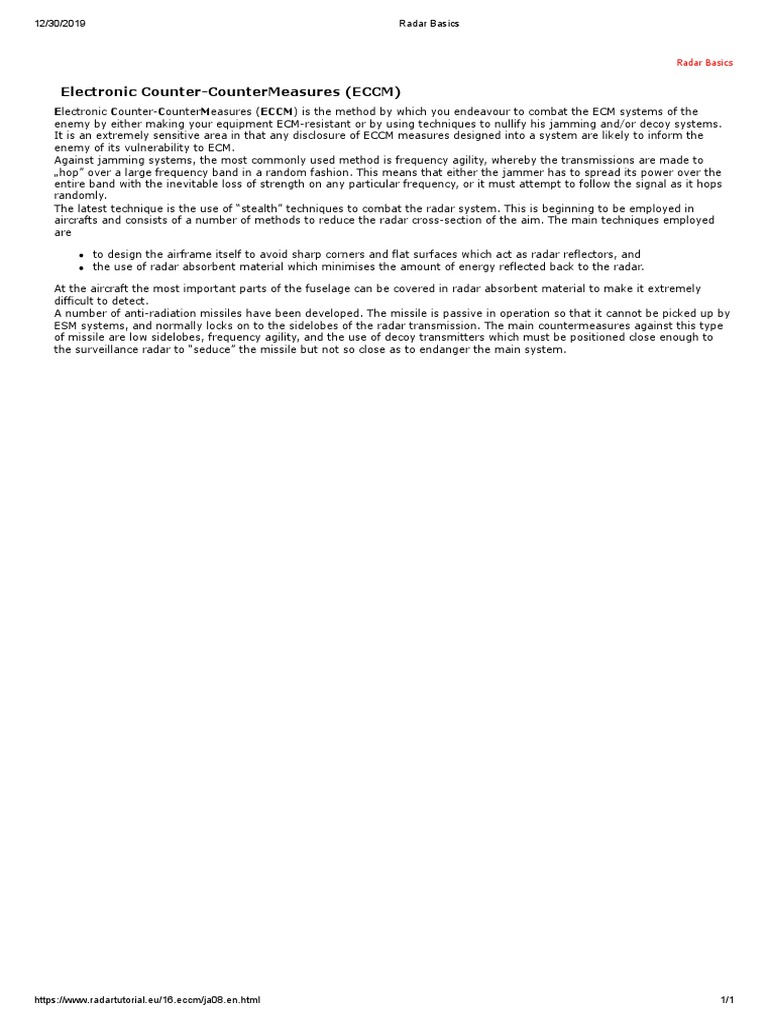 ECCM Strategies for Radar Defense | PDF