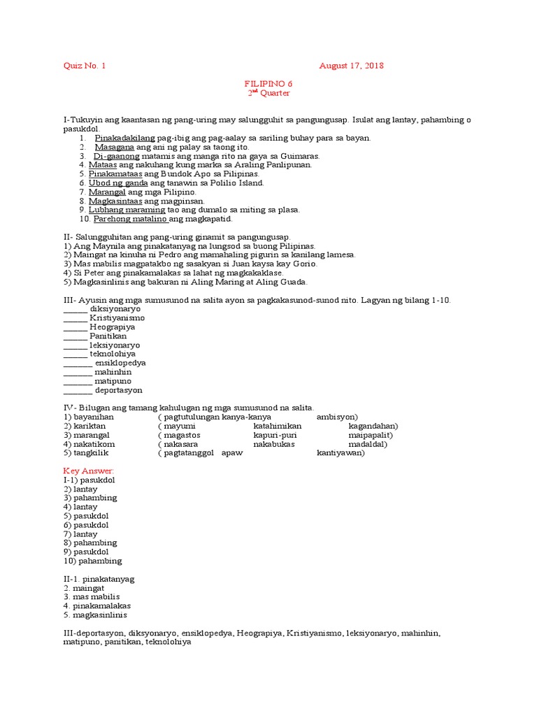 FILIPINO 2nd Quarter | PDF