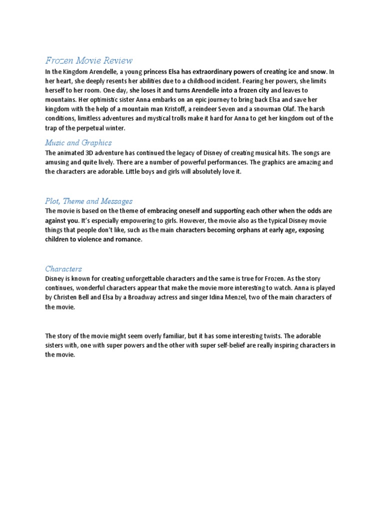 Frozen - Movie Review | PDF