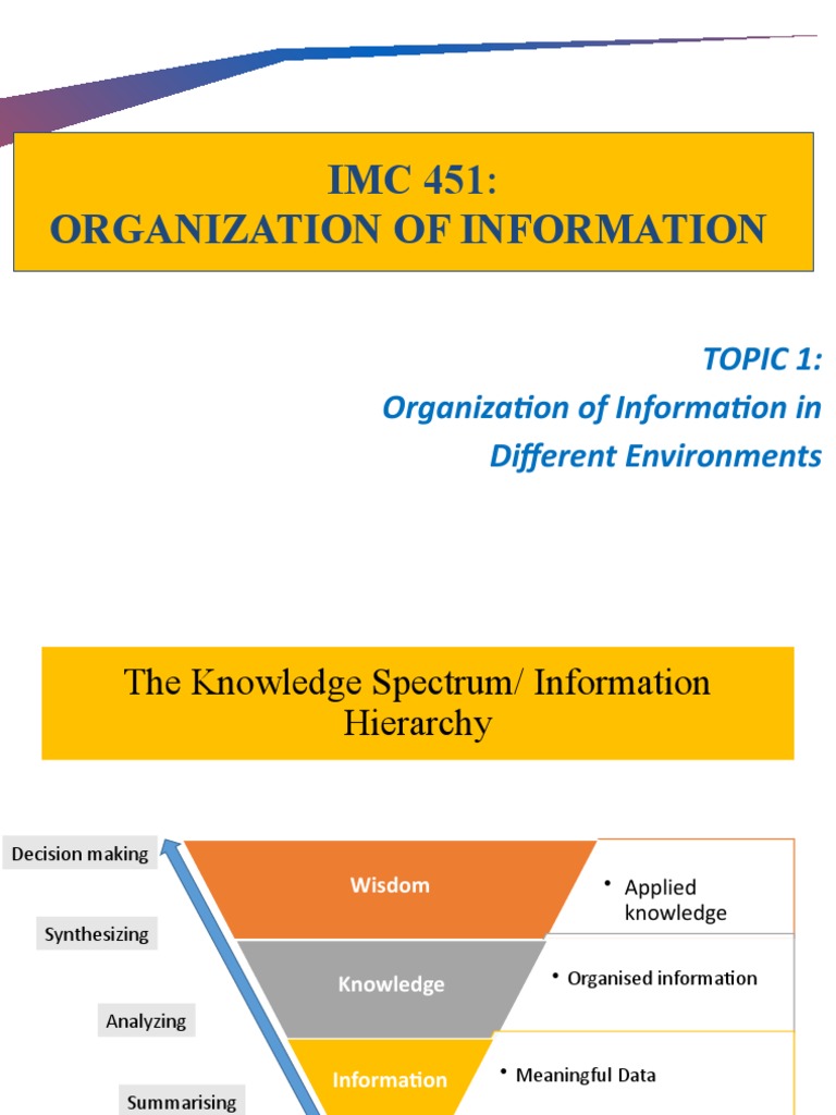 Topic 1: Organization of Information in Different Environments | PDF ...