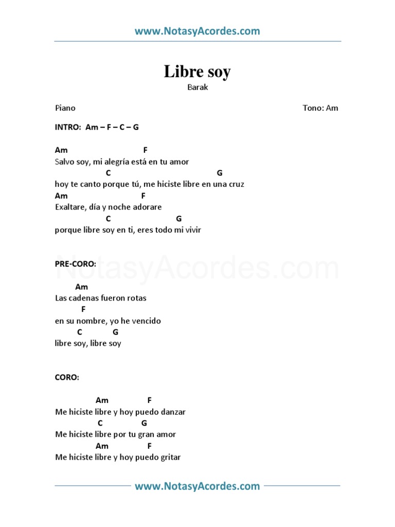 Libre Soy - Barak (Letra y Acordes) | PDF