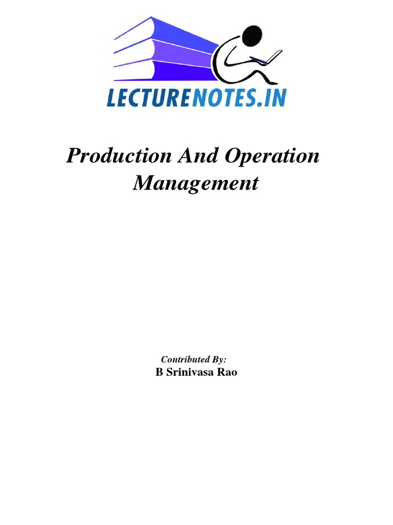Production and Operation Management by B Srinivasa Rao 55f682 | PDF ...