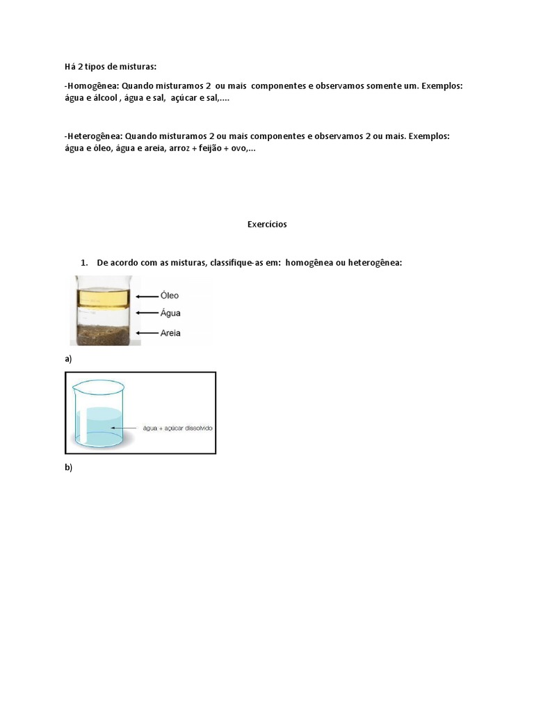 Classificação de Misturas: Homogêneas e Heterogêneas | PDF