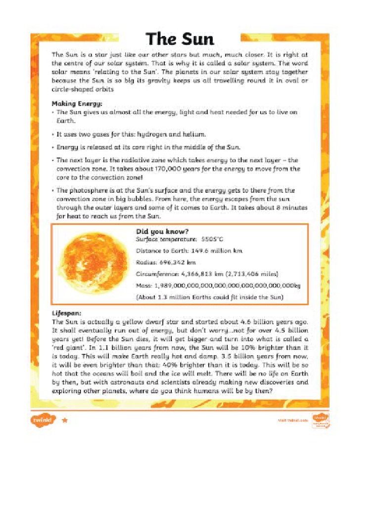Kids' Guide to the Sun | PDF | Science & Mathematics