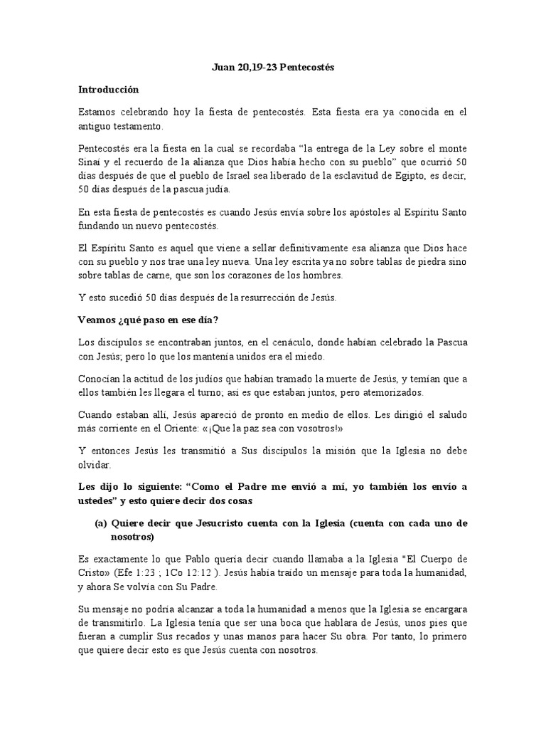 Juan 20,19-23 | PDF | Pentecostés | espíritu Santo
