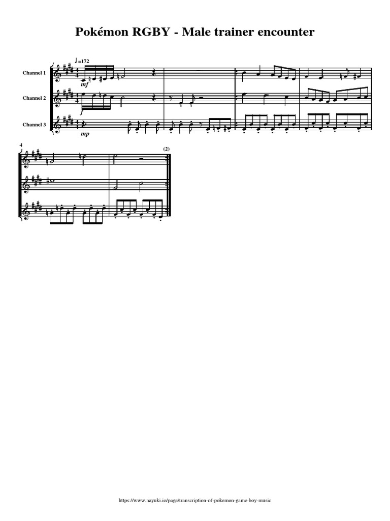 Pokémon RGBY - Male Trainer Encounter | PDF