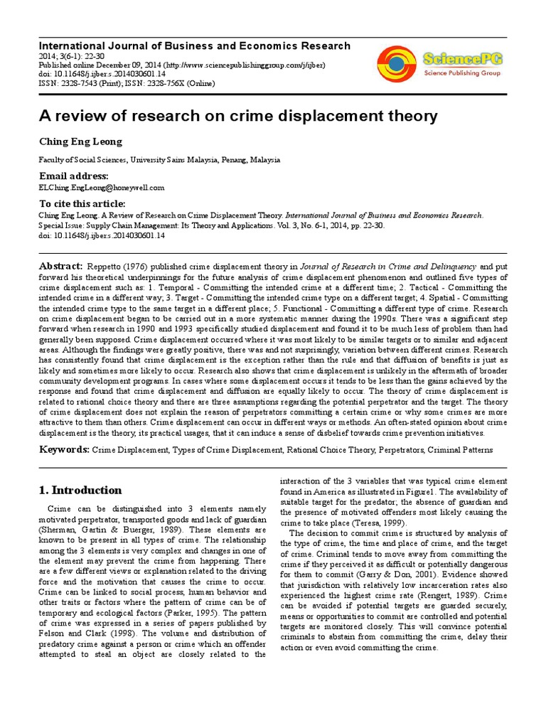 Crime Displacement Theory | PDF | Crime Prevention | Crime & Violence